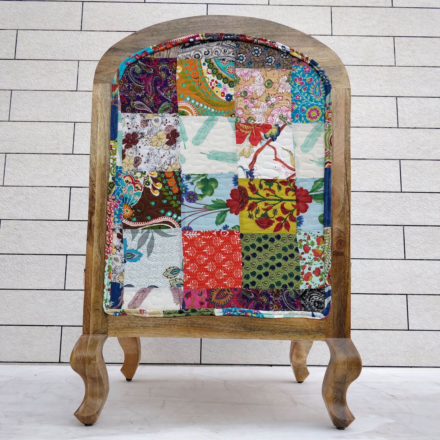 Buy Patchwork Charles Chair with Stool Online in India | The Home Dekor