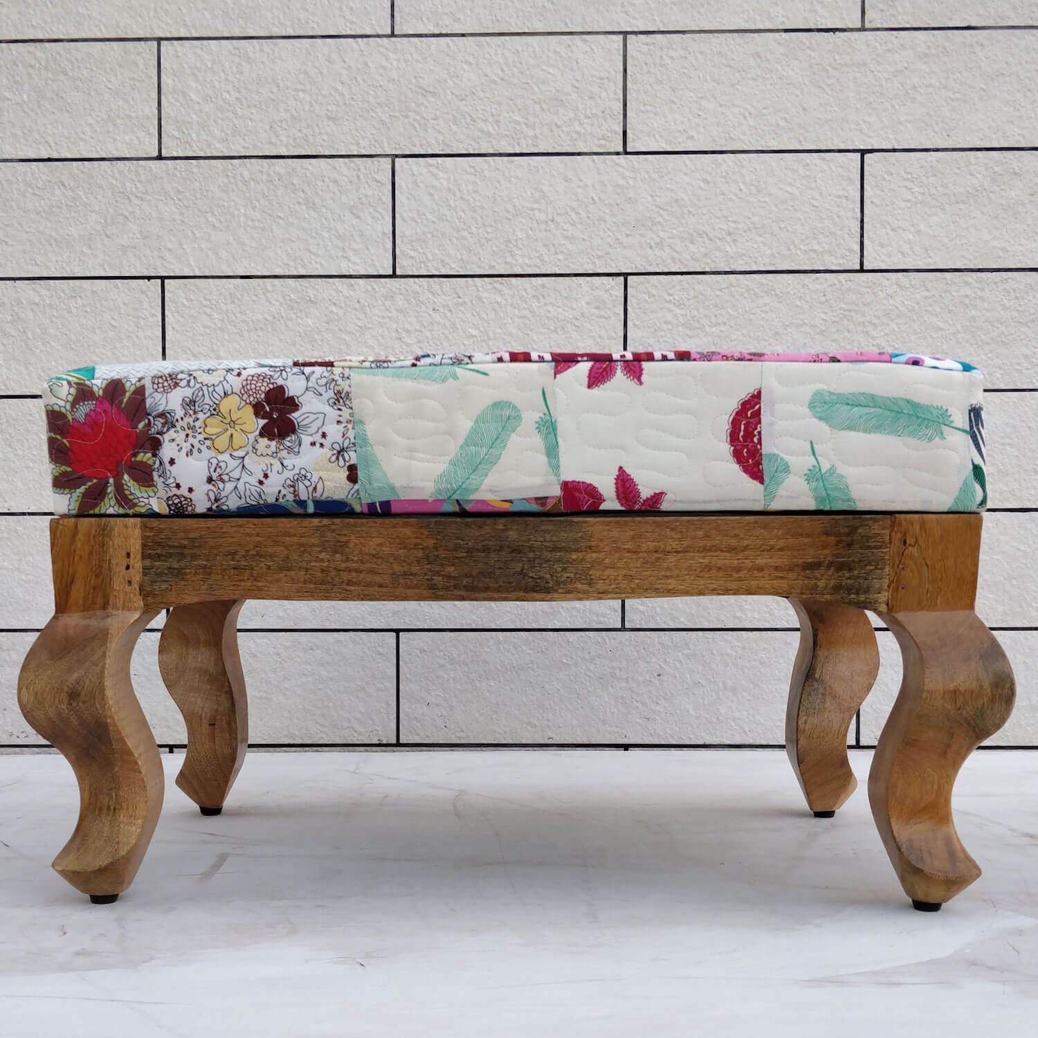 Buy Patchwork Charles Chair with Stool Online in India | The Home Dekor