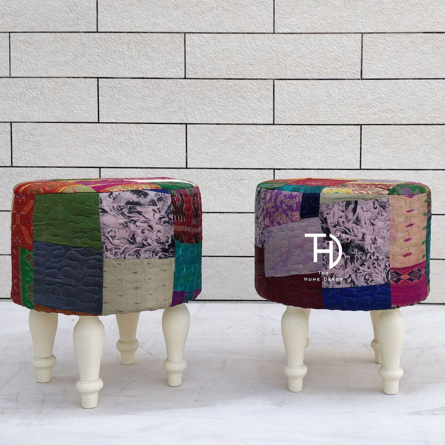 Buy Patchwork Pouf Online in India | The Home Dekor