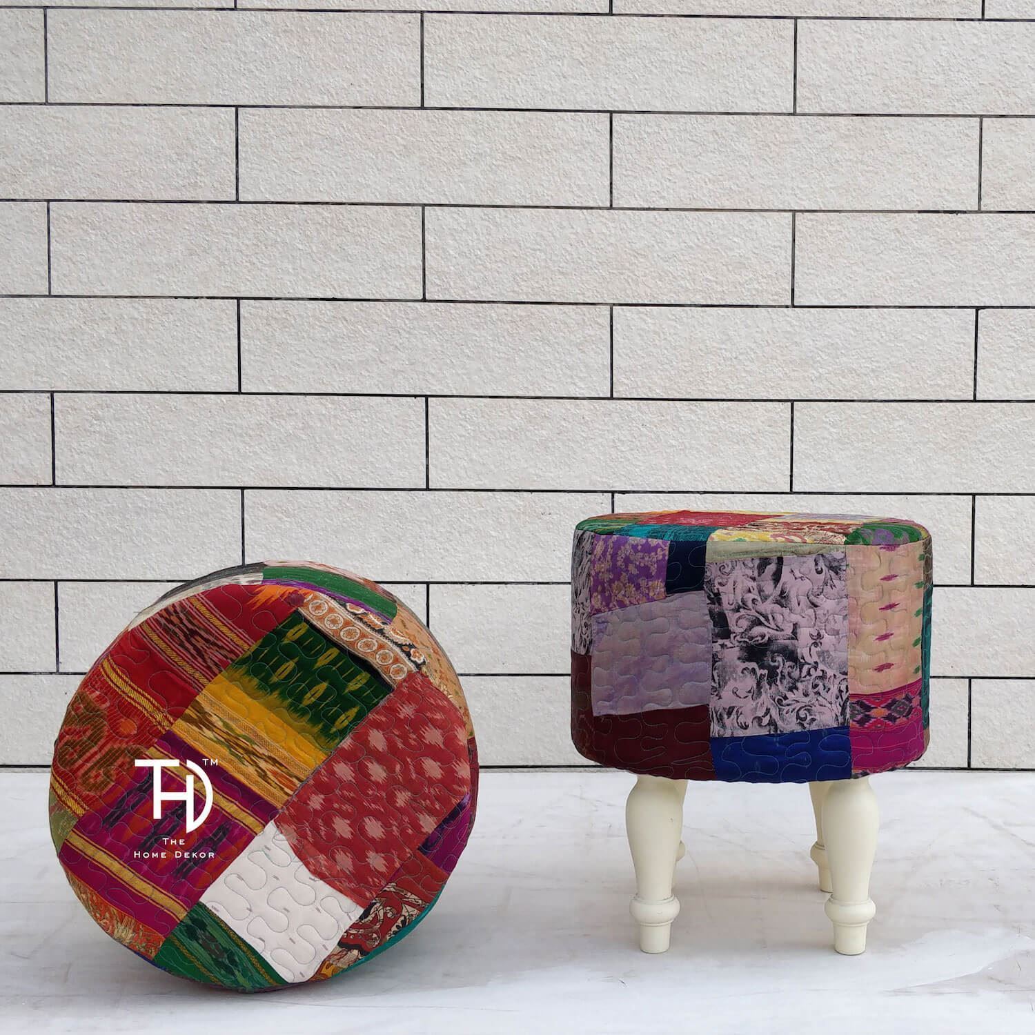 Buy Patchwork Pouf Online in India | The Home Dekor